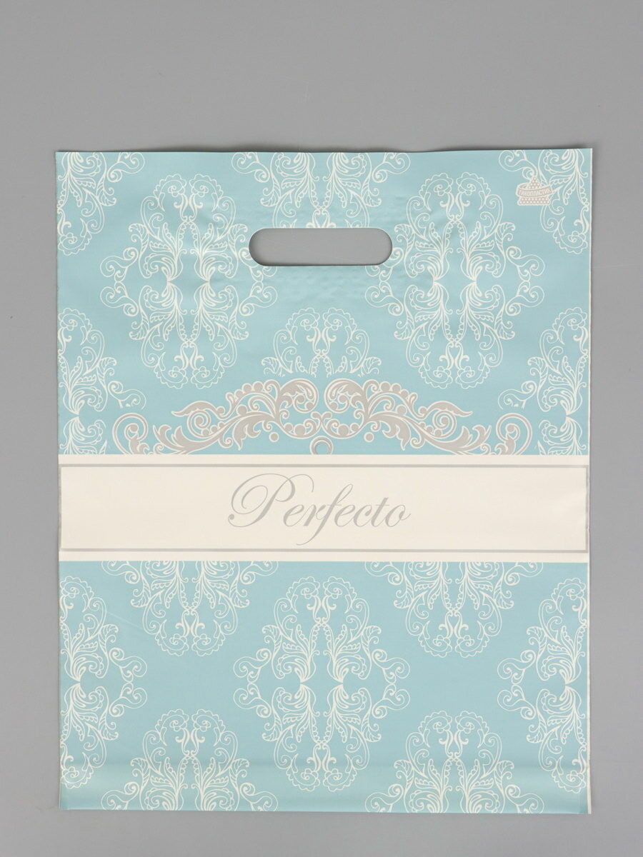 Пакет подарочный "Перфекто Авантюрин" полиэтиленовый, с вырубной ручкой, 37x30 см 90 мкм, 50 шт.