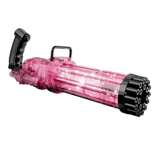 Gattling пузырь машина игрушка 21 отверстие свет пузырь производитель игрушки дети летний подарок трава крытый открытый веселье спортивные небезопасные игрушки пузырь (розовый)