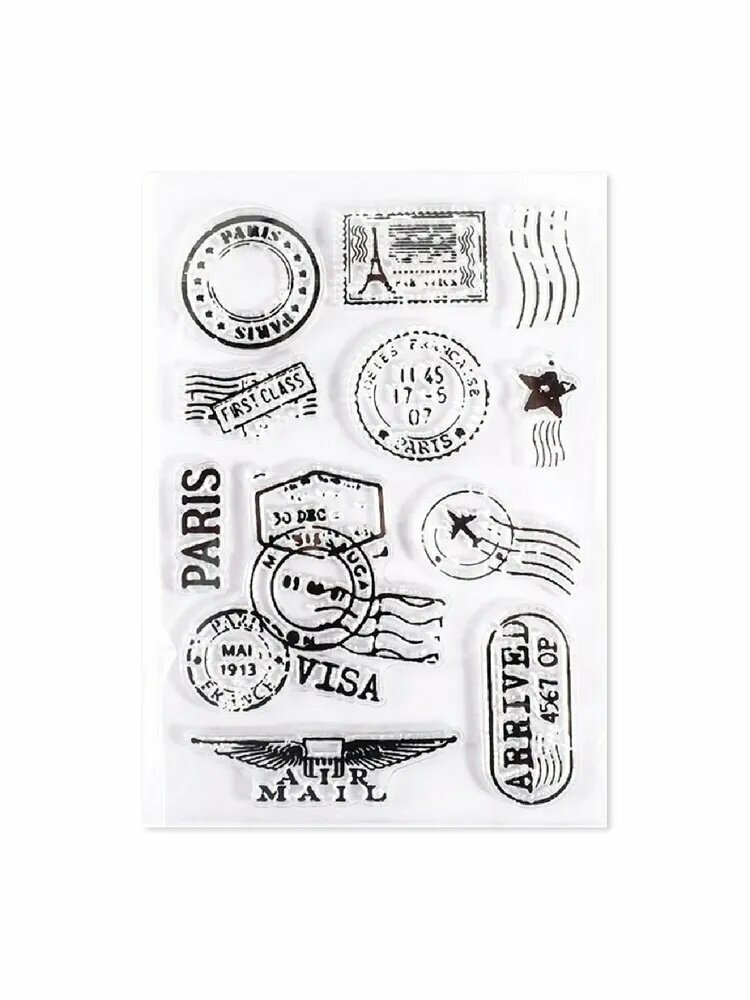 Прозрачные штампы для декора DIY - винтажный почтовый штамп