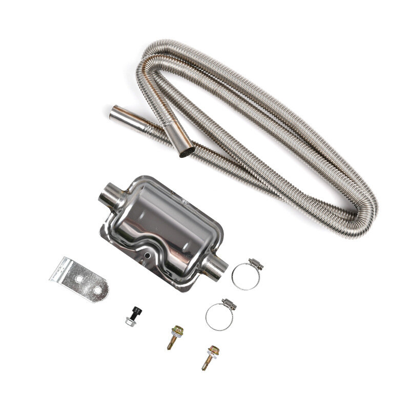 Выhaust pipe для автомобильного парковочного обогревателя из нержавеющей стали, спиральная резьба, гофрированный, дымовая труба для выхлопных газов, аксессуары для выхлопа, 60см выhaust pipe + хомут для шланга + глушитель