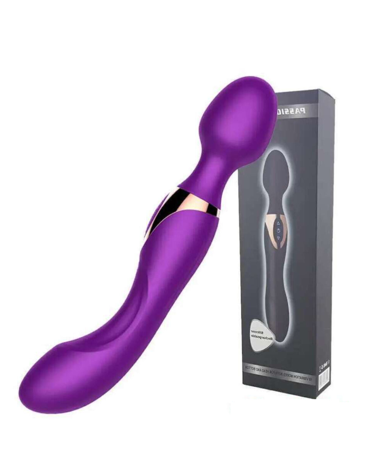 Вибратор женский стимулятор точки G и клитора, двусторонний 10 режимов, фиолетовый