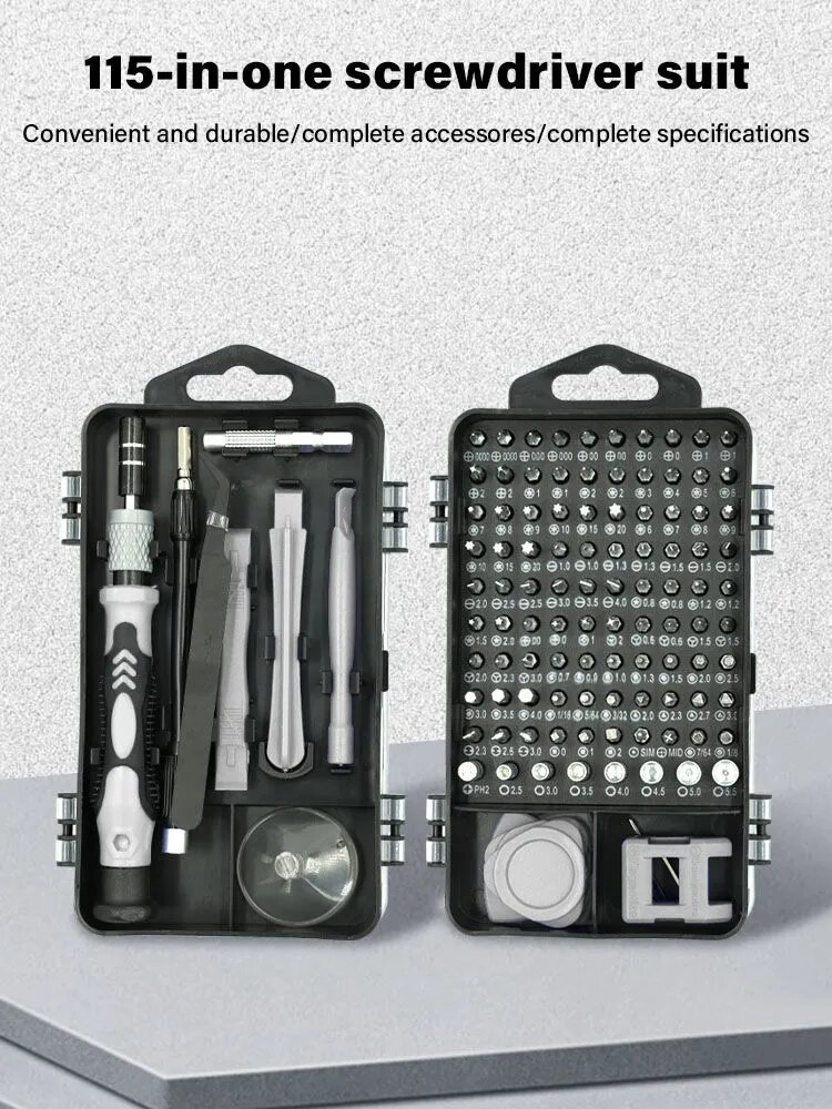 Набор отверток и бит 115 в 1 для точных работ, набор инструментов для ремонта телефонов, ноутбуков, компьютеров, Магнитная отвертка, ручной инструмент