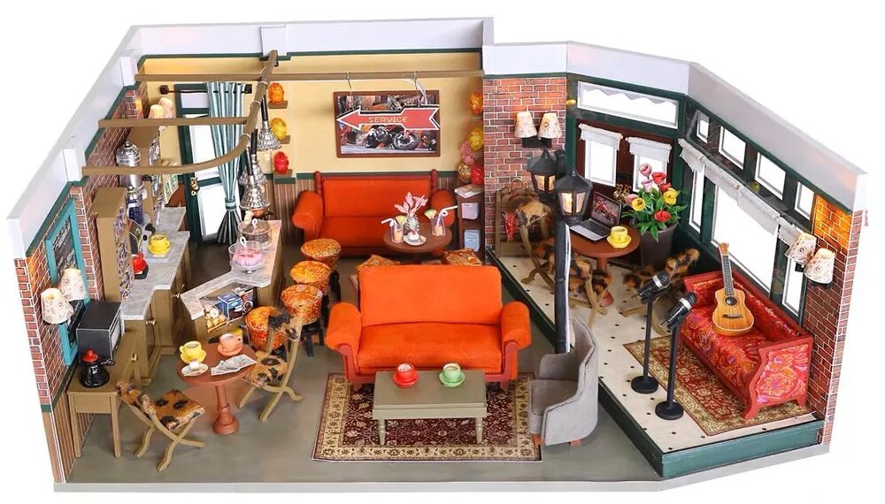 Интерьерный конструктор, румбокс, кафе "Central Perk" из сериала "Друзья", миниатюра DIY House, новогодний подарок