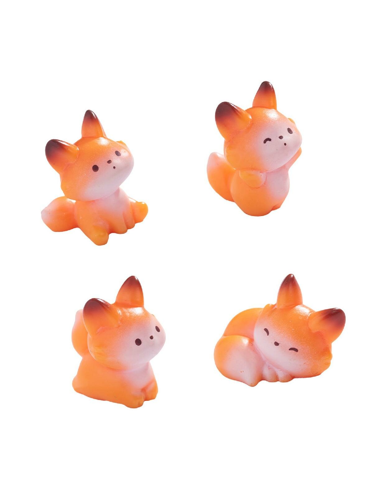 Миниатюрные садовые статуэтки Лисиц, фигурки лисиц из смолы, мини-топперы для тортов,