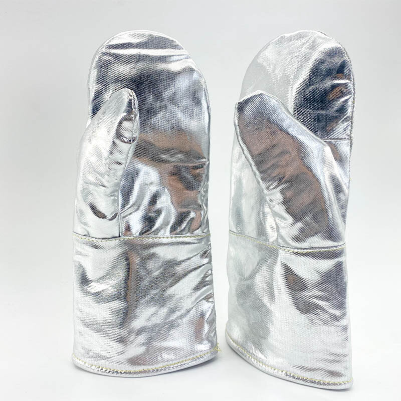 Теплоизоляционные перчатки из алюминиевой фольги для высоких температур 300℃-1000℃, антирадиационные, термостойкие, утолщенные арамидные перчатки для духовки
