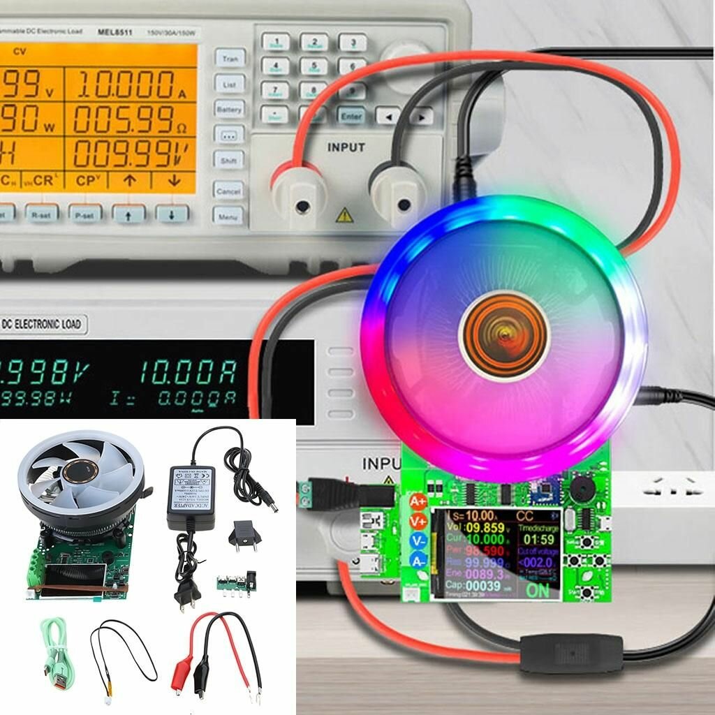 DL24 180W Электронная нагрузка Вольтметр Амперметр Тестер емкости батареи USB, 180W