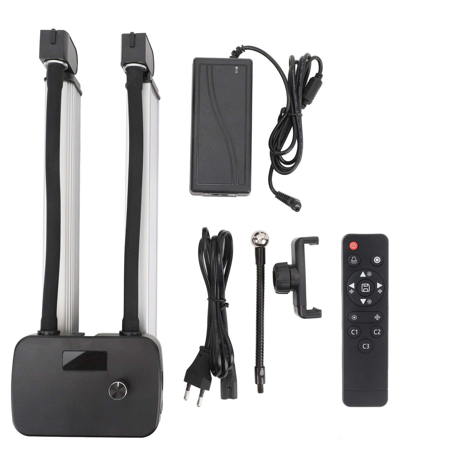 Светодиодный видеосвет 45 Вт, 3000K–6500K, диммируемый, USB, гибкий, с двумя кронштейнами, светодиодная подсветка для заполнения светом, с держателем для телефона, для фотосъемки и прямых трансляций.