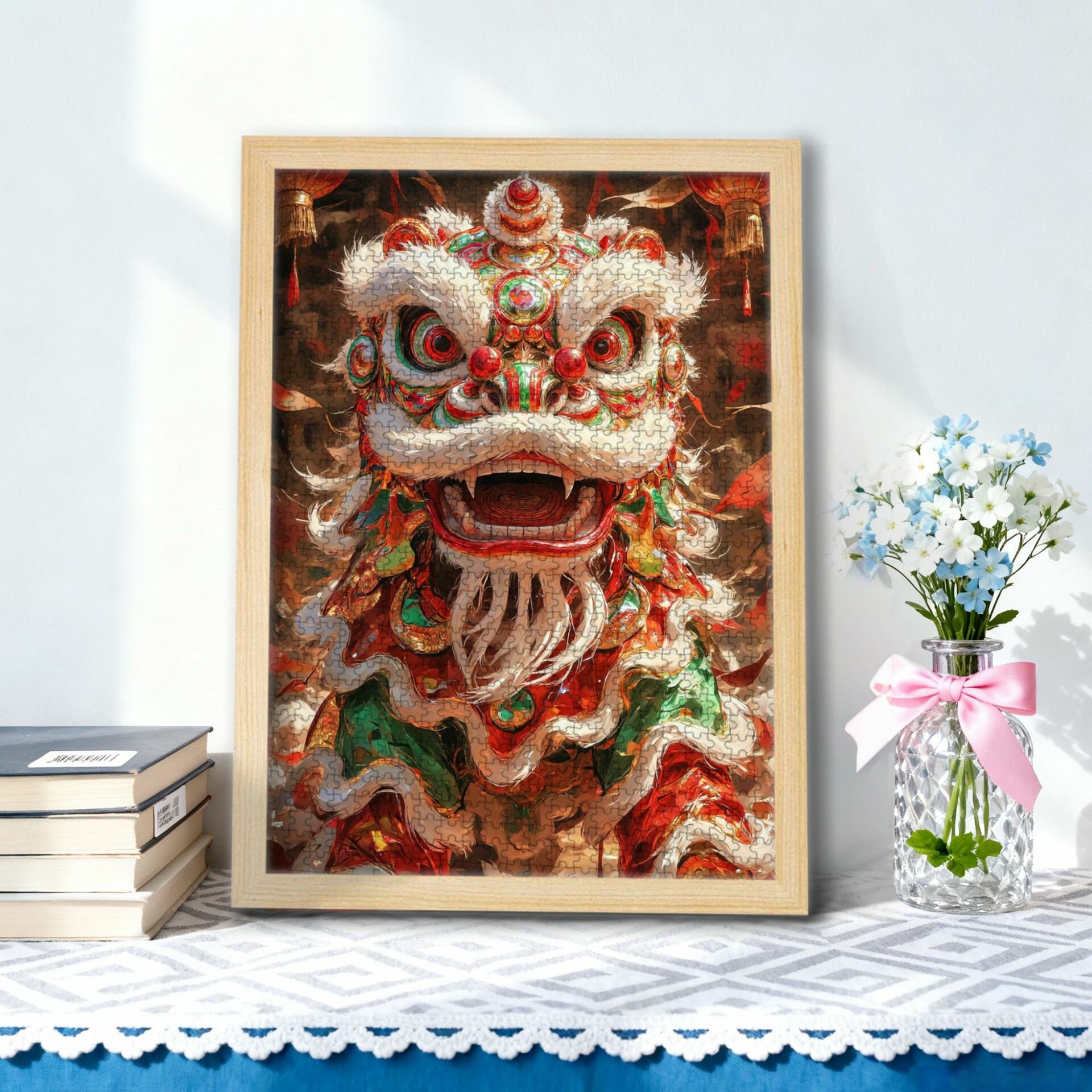 Национальный тренд деревянный пазл 1000 деталей танец льва для взрослых высокая сложность сборки снятие стресса образовательный подарок тысяча деталей модная игрушка