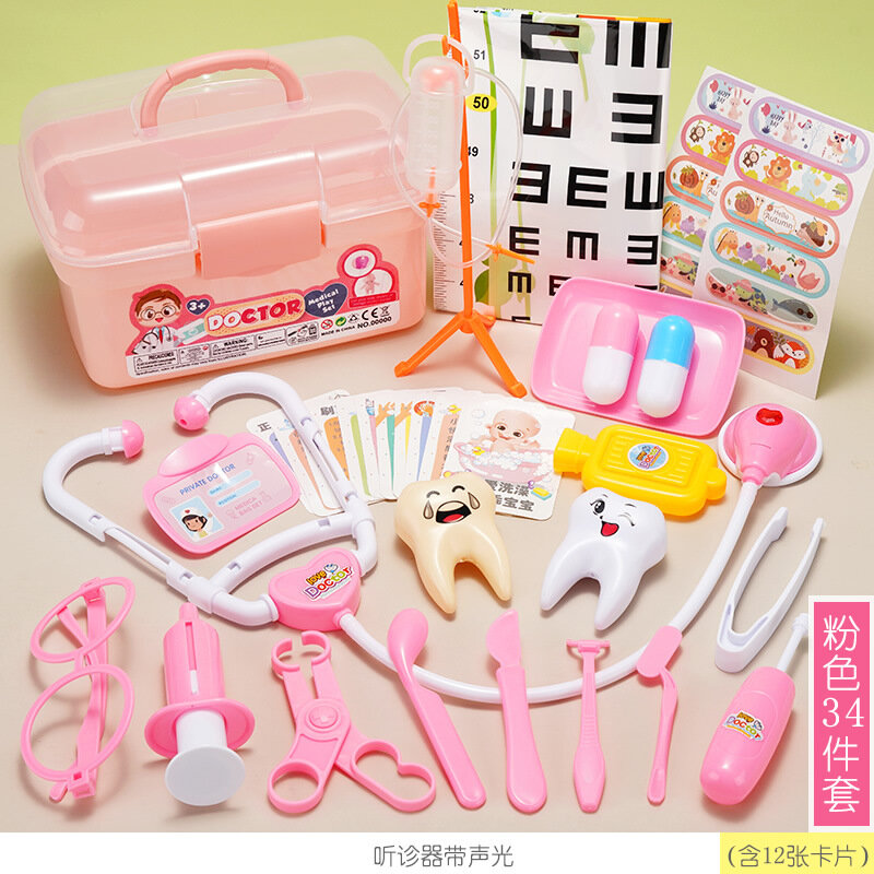Игровой набор доктора для девочек, медицинский набор для ролевых игр, инъекция медсестры, стетоскоп для детей 3-6 лет
