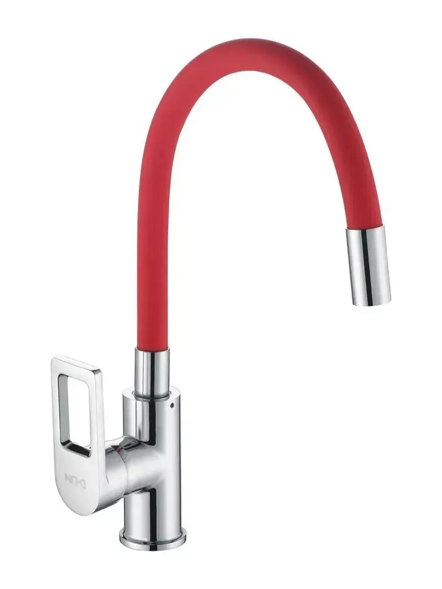 Смеситель для кухни с гибким силиконовым изливом, красный