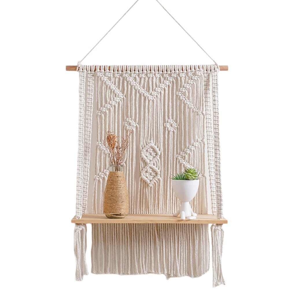Макрамы Подвесные Полки Деревянная Плавающая Настенная Полка Ручной Работы Вешалка для Фоторамок Завод Гостиная Спальня Домашний Декор
