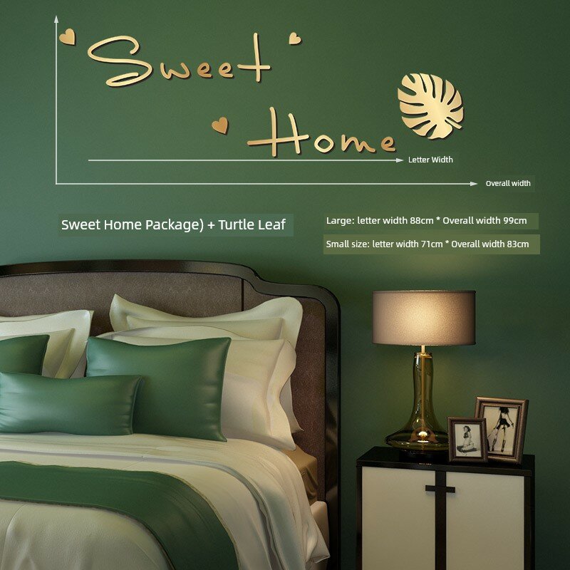 Набор стеновых наклеек Sweet Home - небольшой размер, включает 5 деталей для гостиной и спальни, 3D буквы, легко