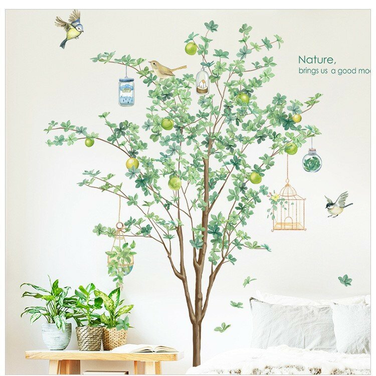 Скандинавские наклейки на стену с растениями Наклейки на фон с деревом Гостиная Диван Декоративные самоклеящиеся