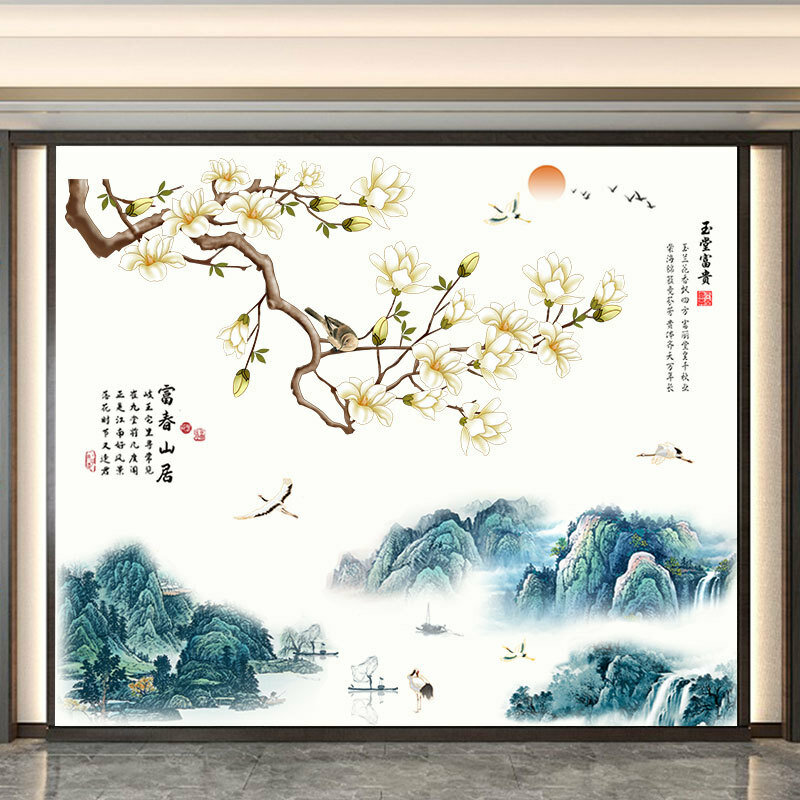 Новые китайские цветы и птицы настенные наклейки в китайском стиле WY9091A+ML9031 без сумки