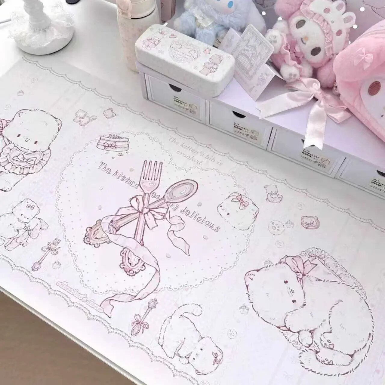 Коврик для мыши Pink Cat Kitten Bow, 30X80CM