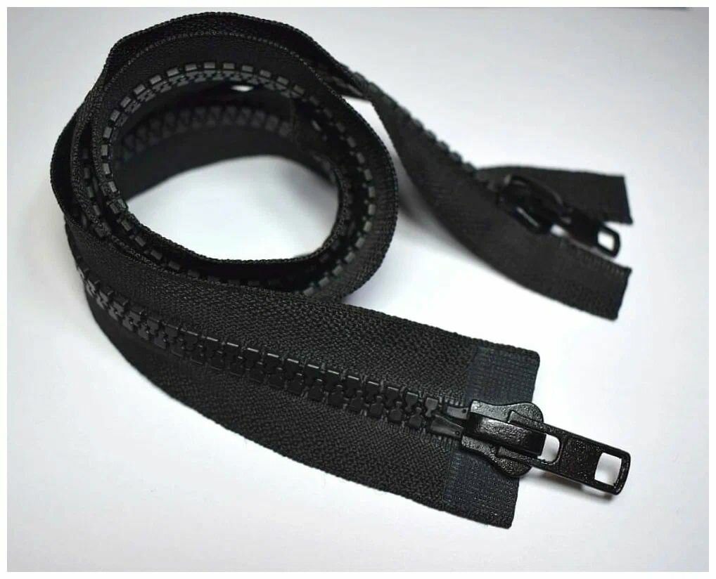 Молния тракторная Т8, 80 см, 2 бегунка, черная, для верхней одежды и сумок, 1 шт.