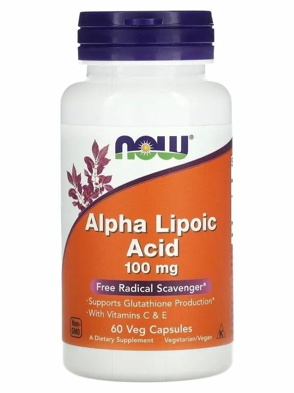 Биологически активная добавка к пище "Альфа-липоевая кислота" ("Alpha Lipoic Acid") (капсулы массой 598,45 г) 100 мг, 60 растительных капсул