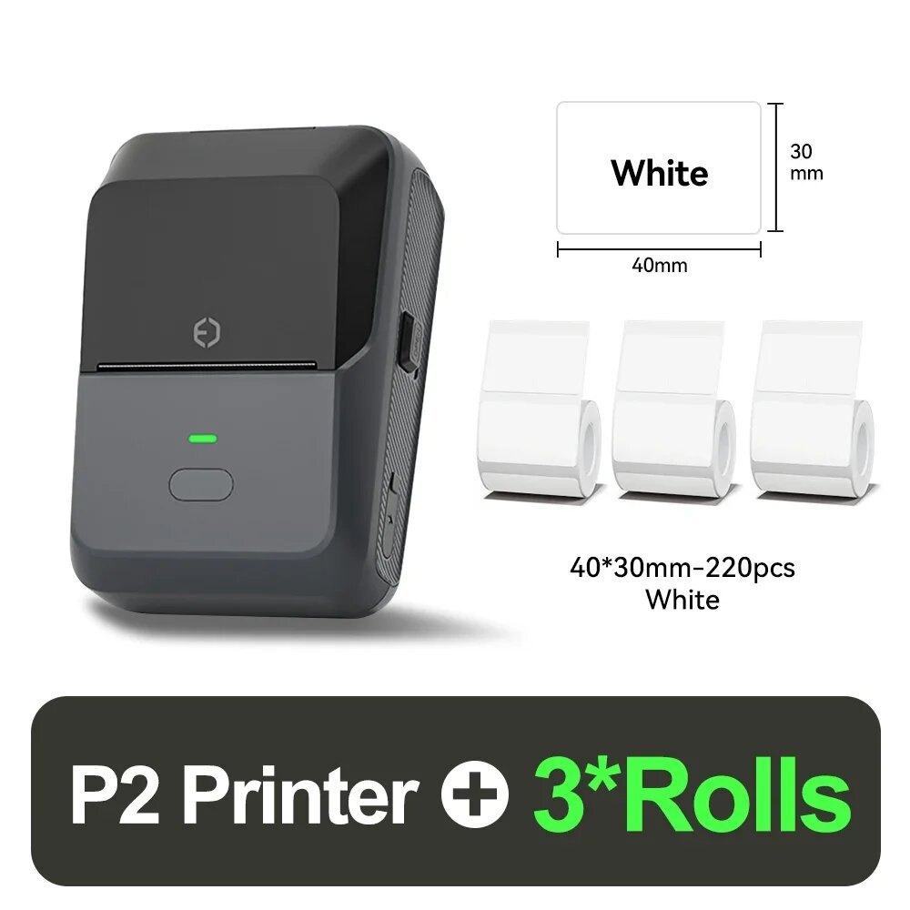 Термальный беспроводной принтер для этикеток P2, 20-58 мм, 2 дюйма, портативный Bluetooth-стикер, мини-принтер, ценник, изготовление этикеток штрих-кодов «сделай сам»