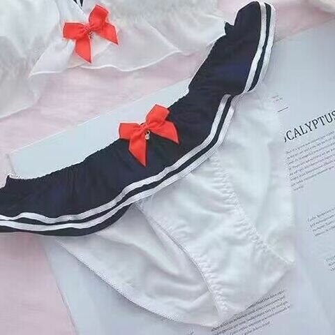 Японское нижнее белье в стиле лолита для женщин, милый синий стиль, треугольный бюстгальтер для студенток, беспроводной комплект бюстгальтеров для молодых девушек