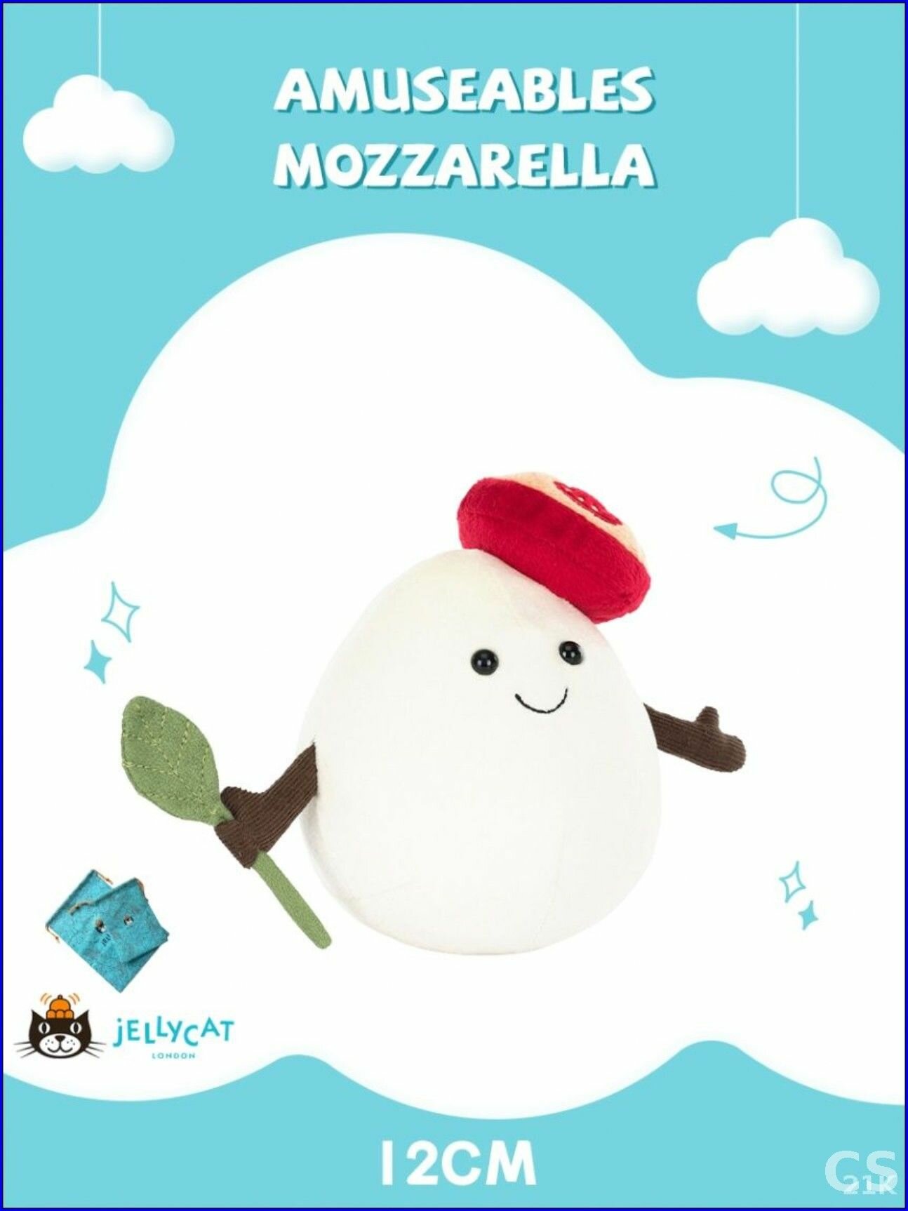 Бестселлер JELLYCAT Amuseables Mozzarella в белом и красном исполнении
