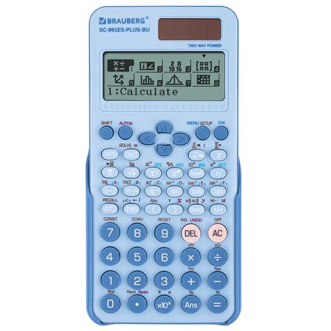 Калькулятор инженерный BRAUBERG SC-991ES-PLUS-BU (164х80 мм), 552 функции, 10+2 разряда, голубой, 272653