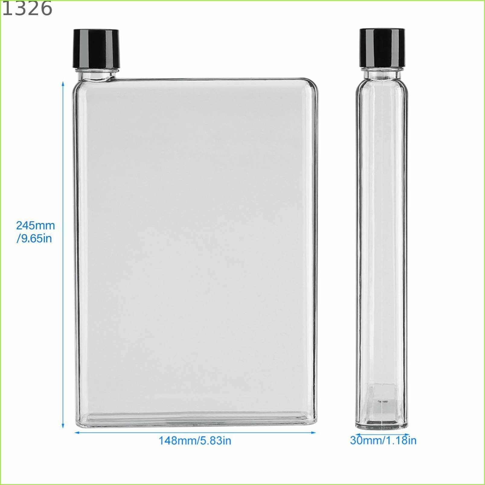 Плоская ультратонкая бутылка для воды прозрачная портативная 750 мл белая