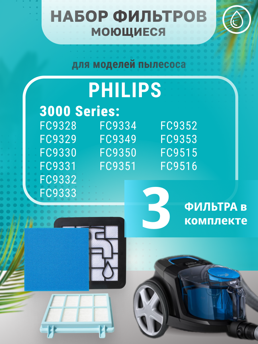 Фильтр PRO для пылесосов Philips FC9329 (Series 3000 PowerPro Compact/City/Cyclon)