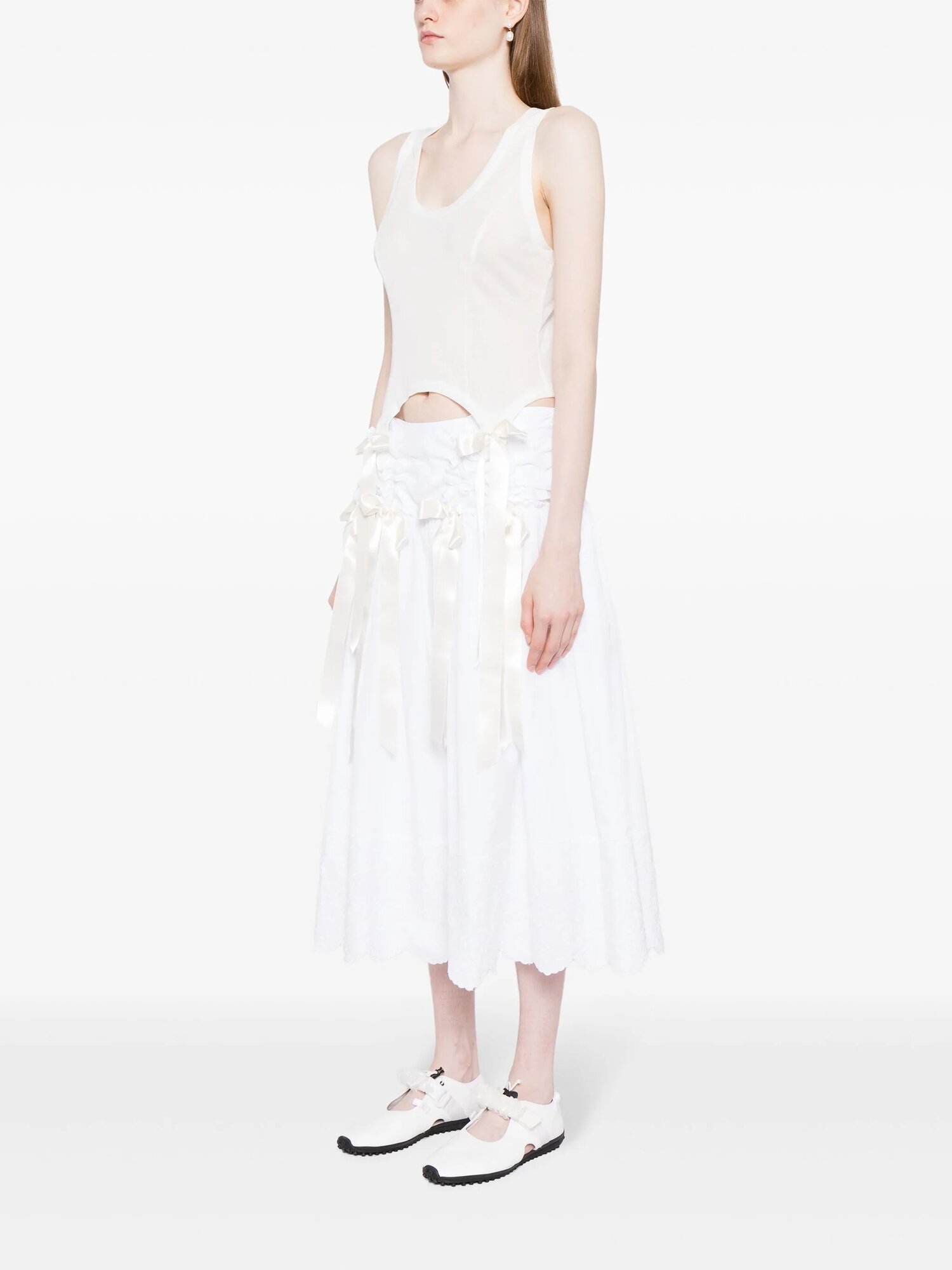 Топ Simone Rocha Easy Bow Tails, размер 10, бежевый/белый — фото 1