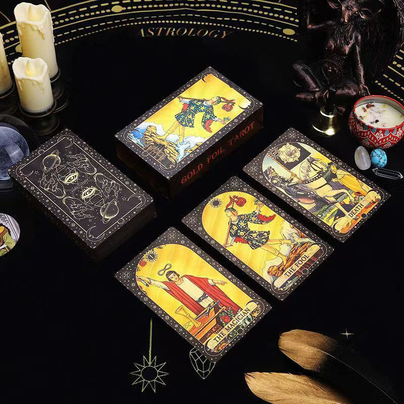 Новый продукт для кросс-бордерной торговли: полный набор карт Таро с цветной печатью и золотым фолом, игровые карты для начинающих, настольная игра, покерные карты