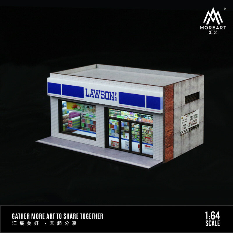Масштабная модель магазина 1:64 с подсветкой, 3D-архитектурная сцена, коллекционный автомобильный аксессуар, подарок, украшение.