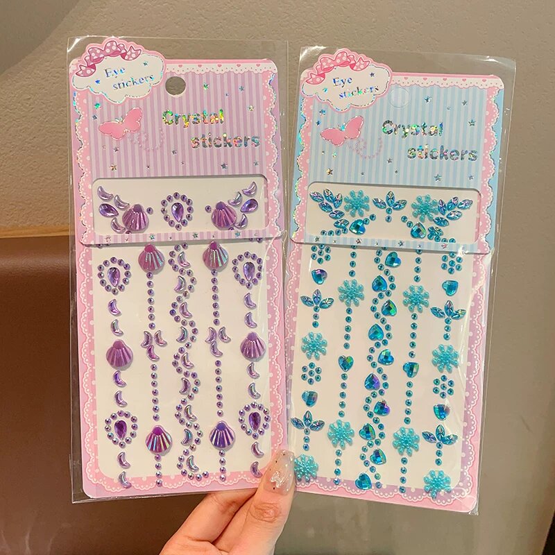 Детские наклейки с алмазами для лица, наклейки для сценического макияжа для девочек, наклейки для рисования на лице для