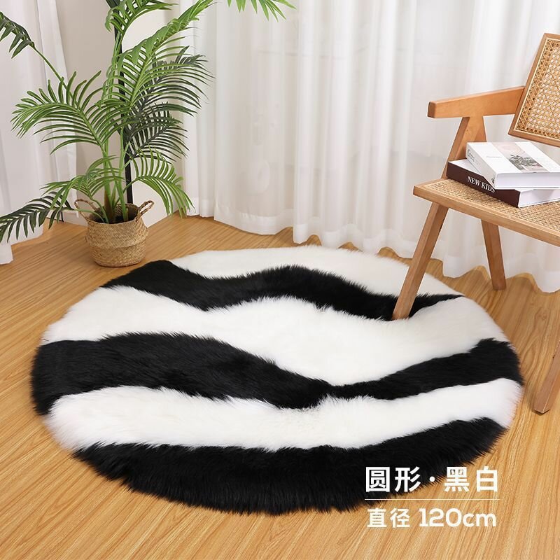 [2025] Ковер из искусственной шерсти в скандинавском стиле, утолщенный прикроватный коврик для спальни, плюшевый ковер для изножья кровати, плюшевый напольный коврик для дивана, подушка для эркера.