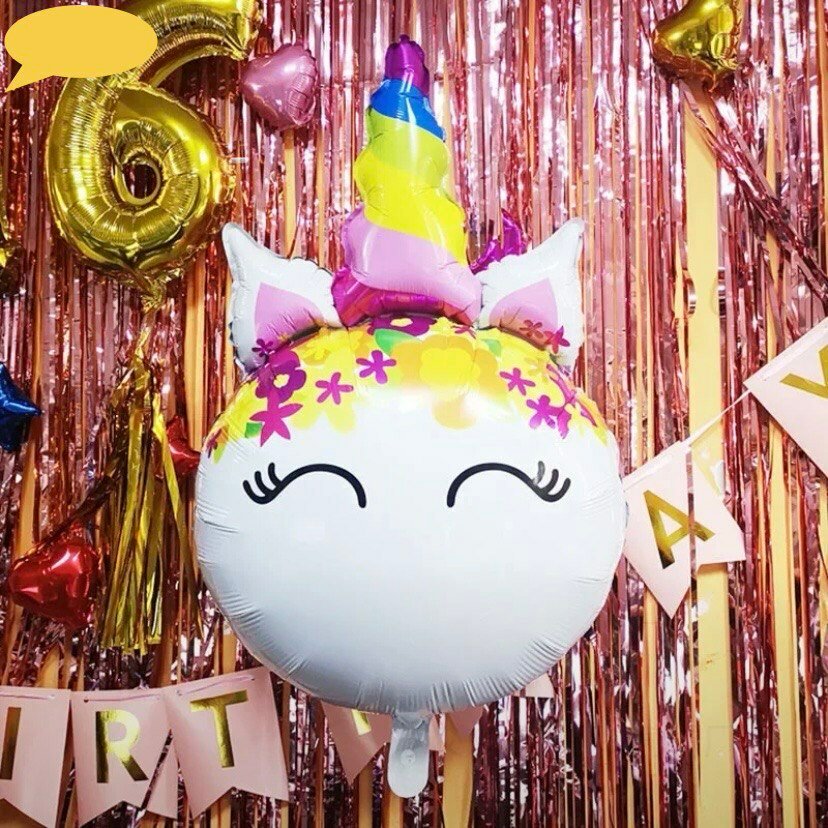 Шар воздушный Единорог, 31'/79 см, голова единорога, Цветочный Единорог