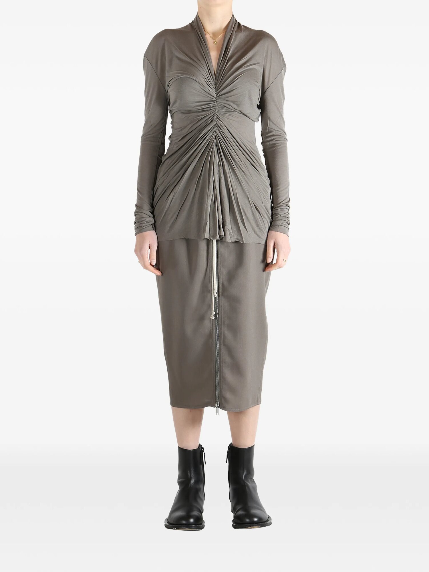 Топ Rick Owens Draped top, размер 40, серый — фото 1
