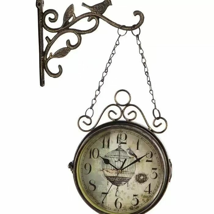 Старинные двухсторонние бесшумные настенные часы из кованого железа, подвесные часы, украшения для дома, спальни, общежития, стены