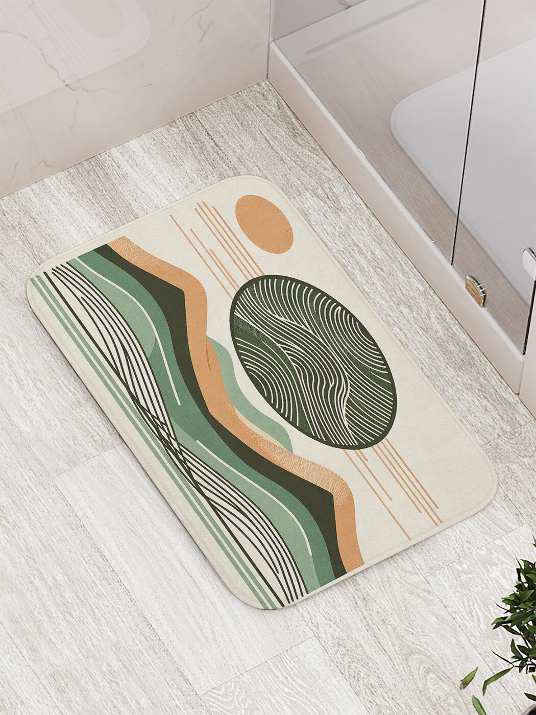 Коврик для ванной комнаты и туалета противоскользящий "Солнце горы" 52х77 см, JoyArty