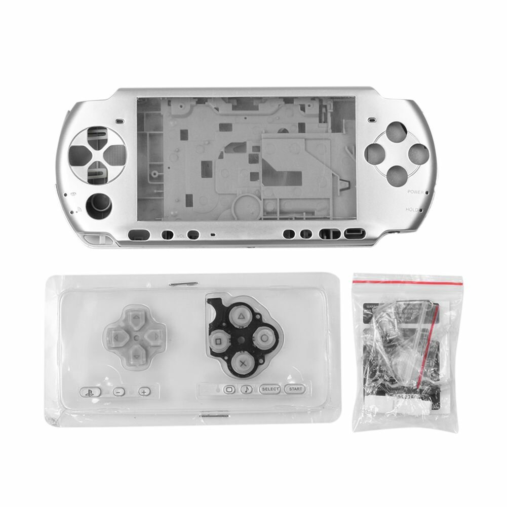 Сменный корпус для PSP-3000 из поликарбоната, серебристый, с комплектом кнопок поликарбонатный серебристый ремонтный набор кнопок