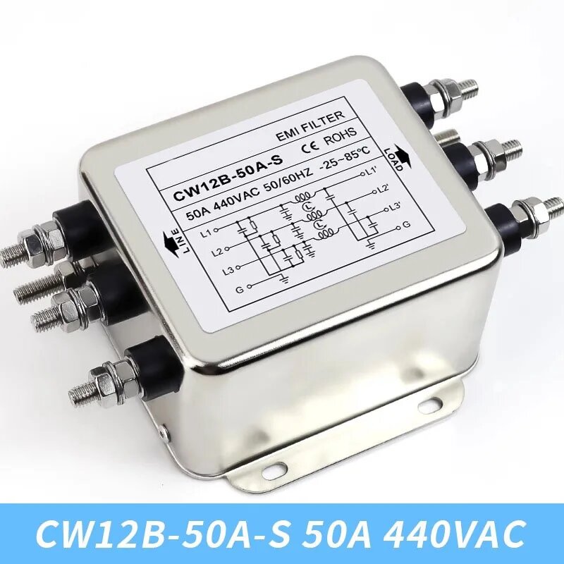 Фильтр электромагнитных помех CW12B-50A-S 50A 440VAC