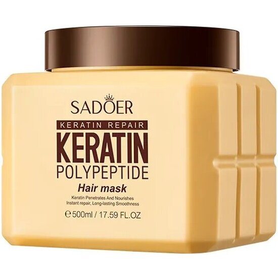Восстанавливающая маска для волос Sadoer с кератином и пептидами, 500 мл