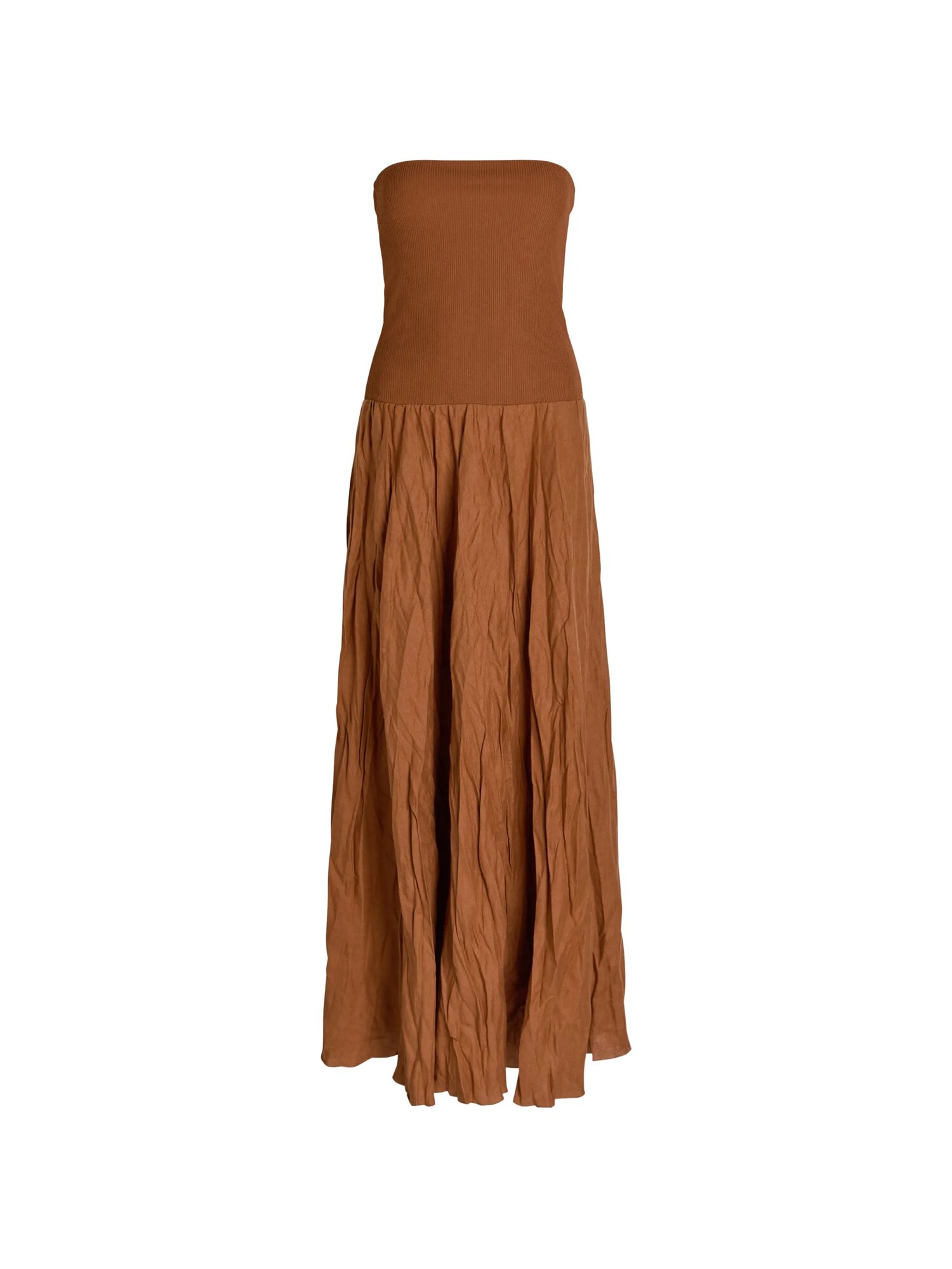 Платье Ribbed bandeau gathered midi dress
