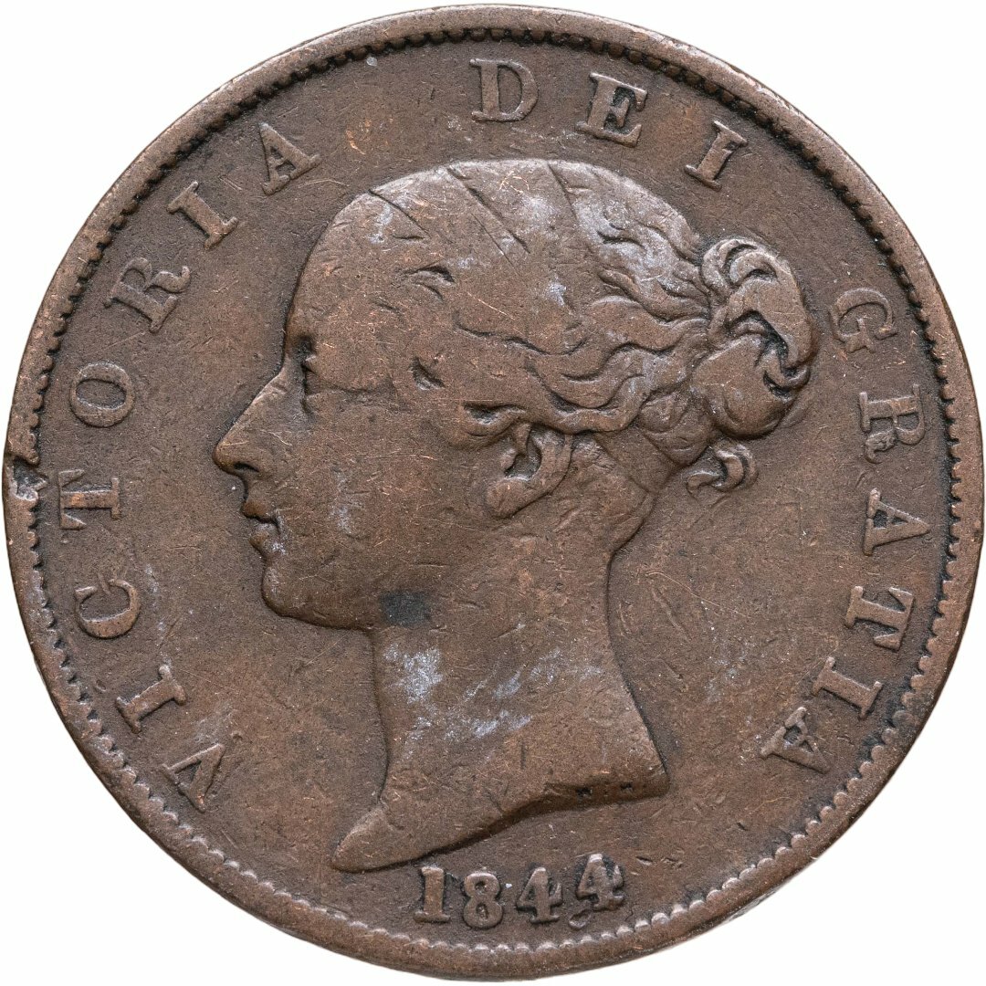 Великобритания 1/2 пенни penny 1844, Медь, в сохранности VF