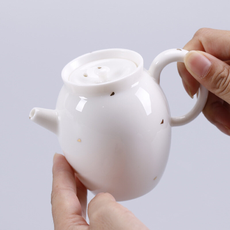 Традиционный белокерамический чайник с золотым узором, 170 мл для домашнего заваривания