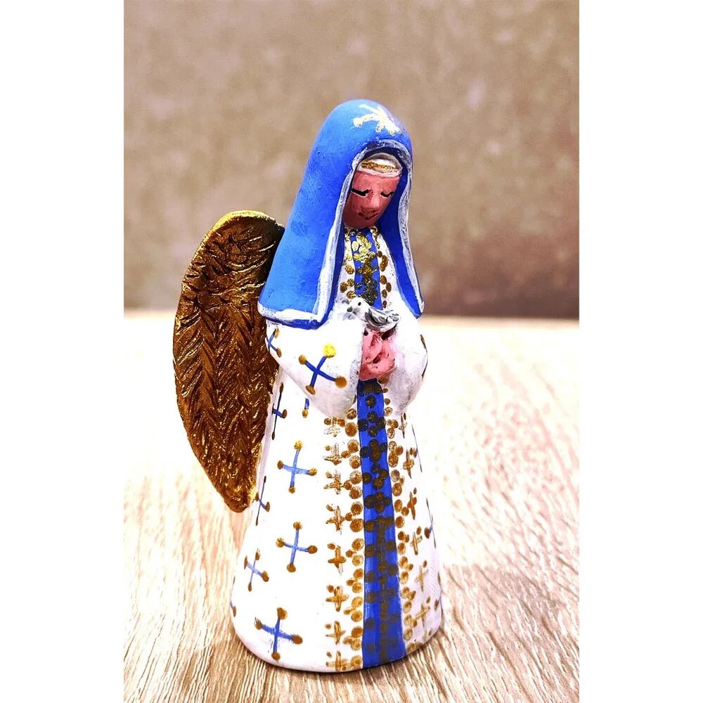 Фигурка "Ангел с покровом" Растяпинской Забавы, керамика, ручная работа