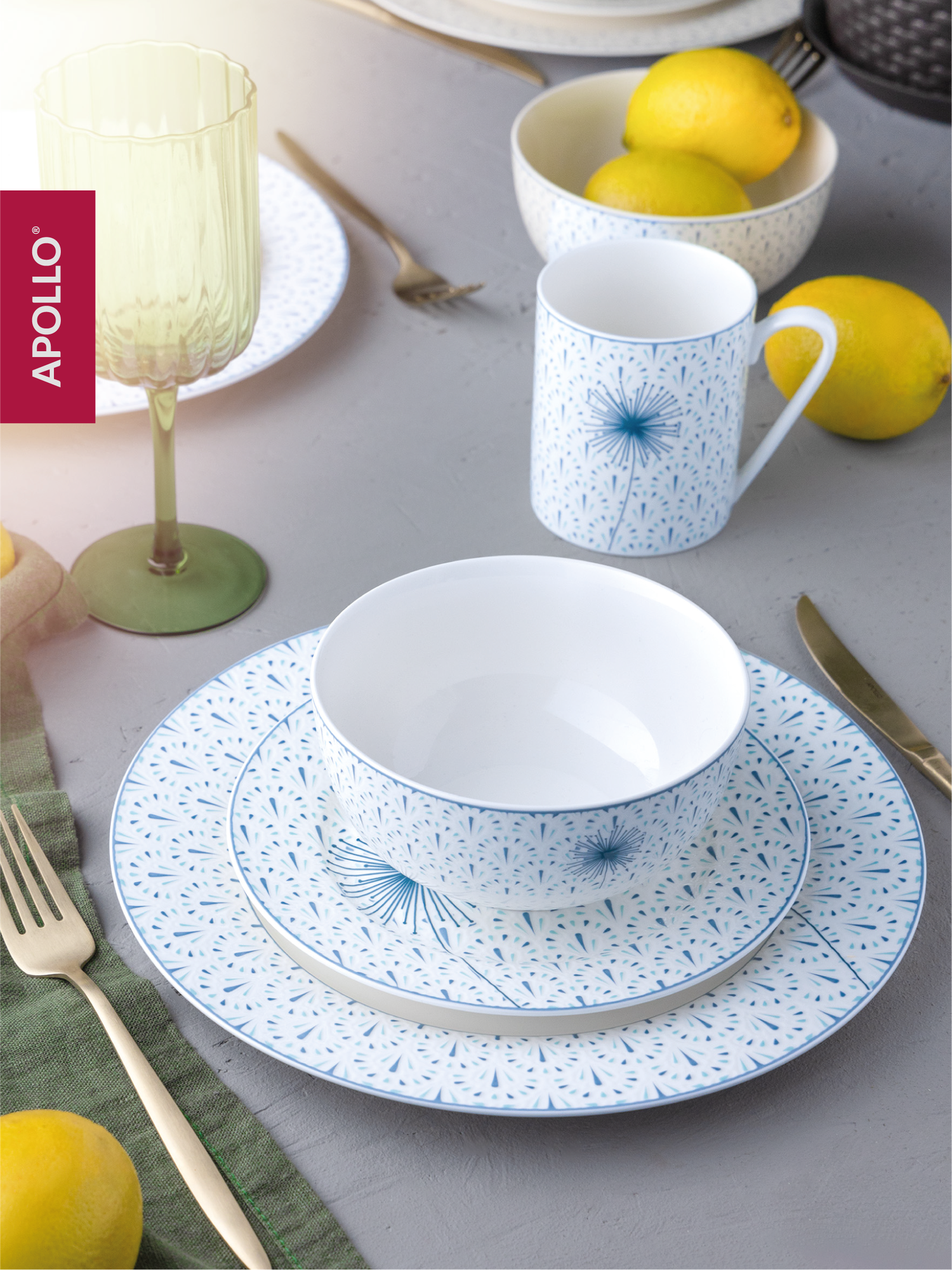 Набор столовой посуды Apollo, фарфор, 16 предметов, на 4 персоны