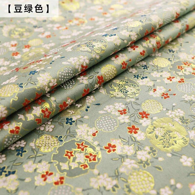 Парча жаккардовый узор 50х75 см Bean green fabric