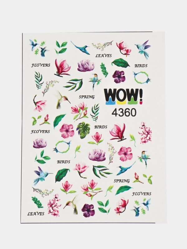 Наклейки для ногтей, слайдеры для маникюра и педикюра "Цветы и листья"