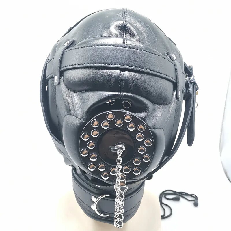 BDSM из искусственной кожи Hood оросительное устройство Slave Submissive bonсвязывание фетиш B