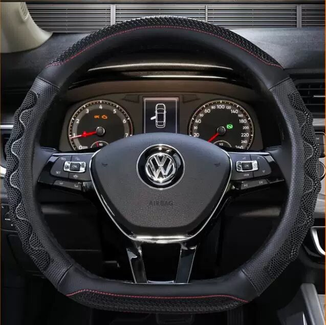 Салонная накладка на руль Volkswagen D-образная с пчелиной структурой классический черный для Passat B8, Golf 7/6,