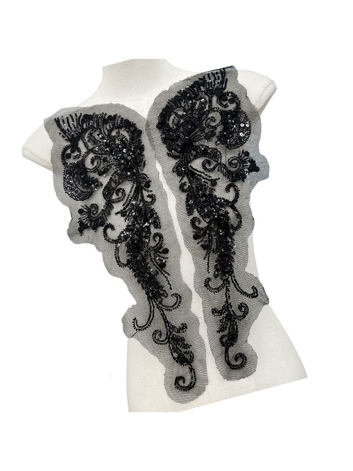 2 шт. вышитые пайетки для украшения одежды, Черный