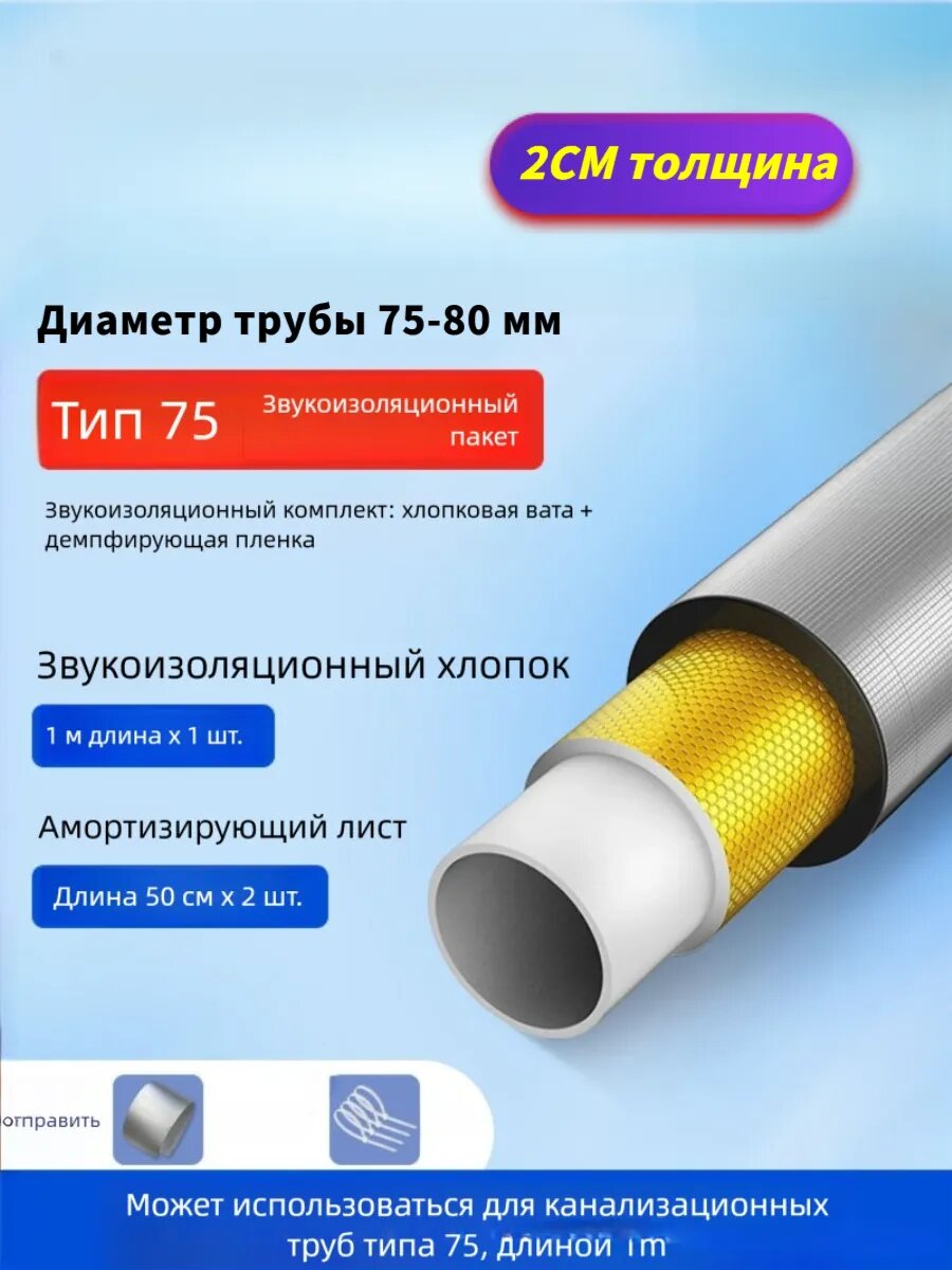 Звукоизоляционный материал, для водопроводных труб, самоклеящийся, бутилкаучуковый